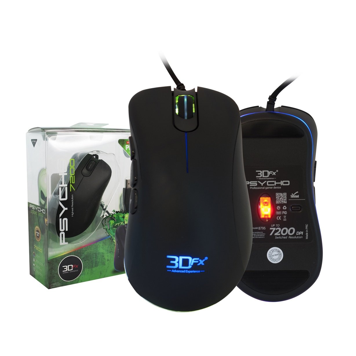 Ripley - MOUSE GAMER PSYCHO 3DFX 7200DPI NEGRO